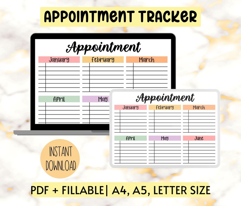 Appointment Tracker, Fillable Appointment List, Editable Appointment ...