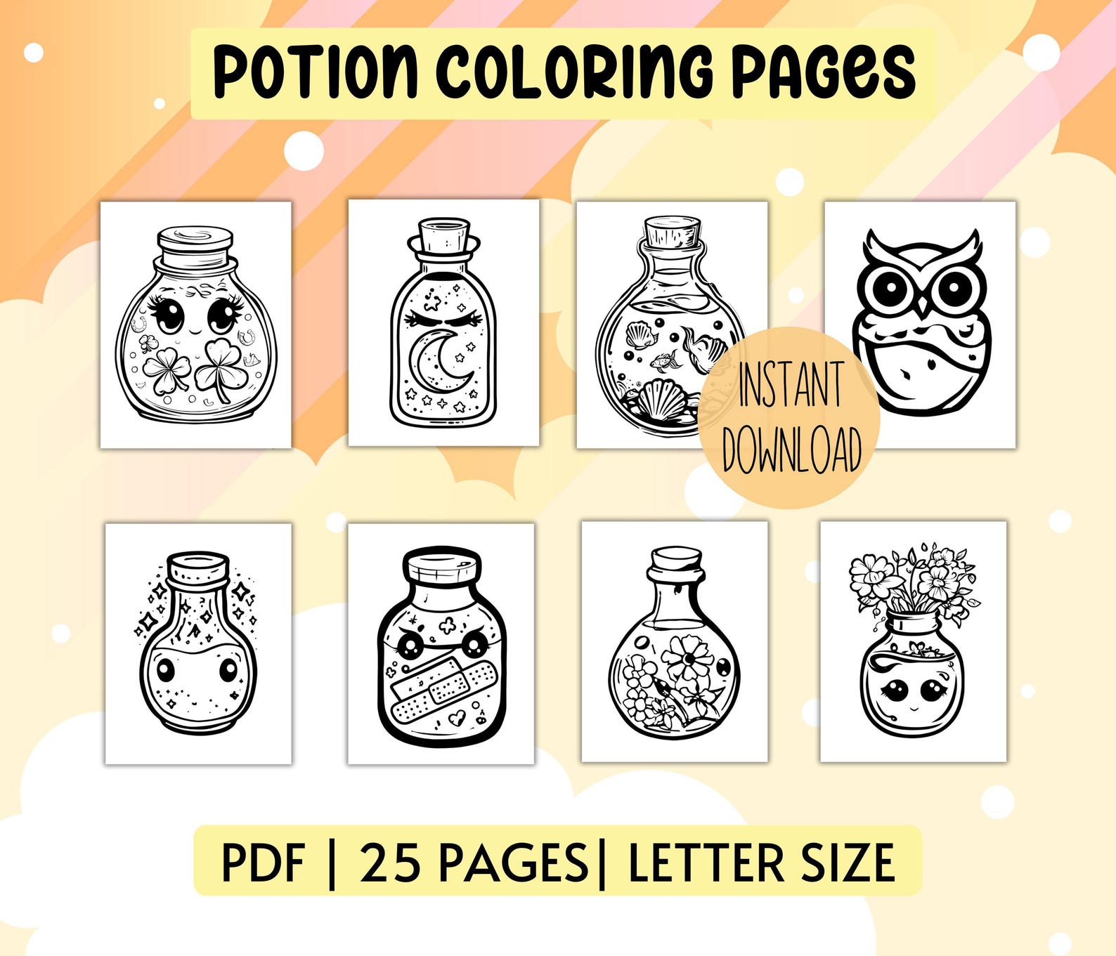 Potion Coloring Pages,elixir Coloring Sheet, Fun Coloring Prints ...