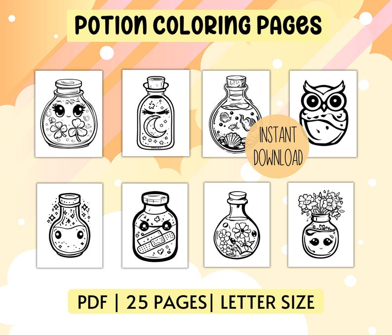 Potion Coloring Pages,elixir Coloring Sheet, Fun Coloring Prints ...