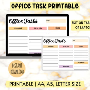 Office Tasks Tracker, Office Tasks Printable, Editable Office Tasks ...