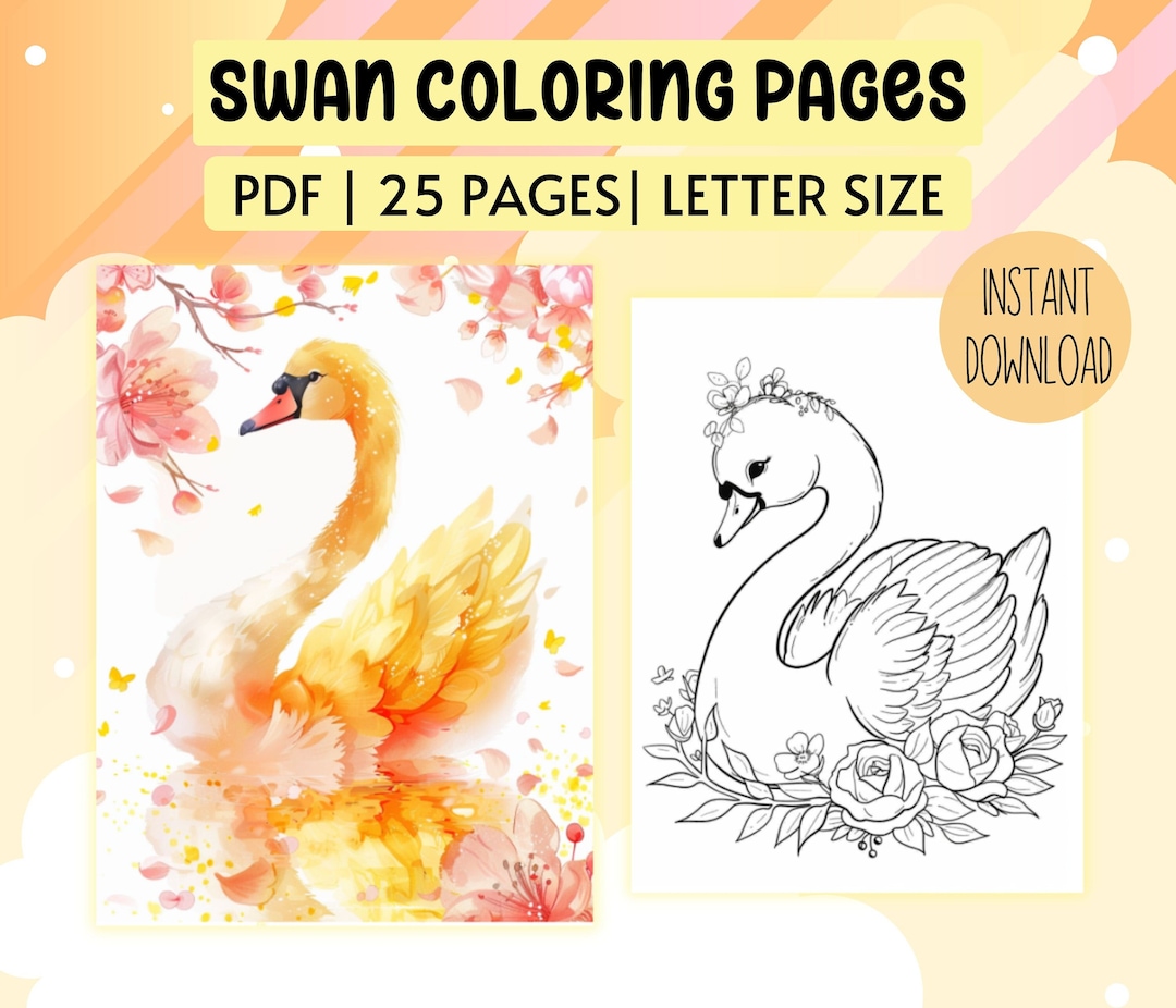 Swan Coloring Pages, Swan Coloring Sheet, Fun Coloring Prints, Exciting ...