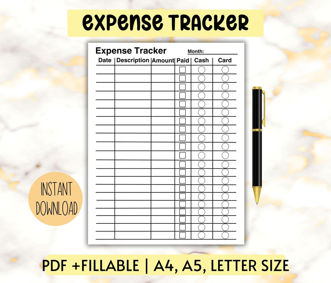 Expense Tracker, Spending Tracker, Purchase Log Printable, Transaction ...