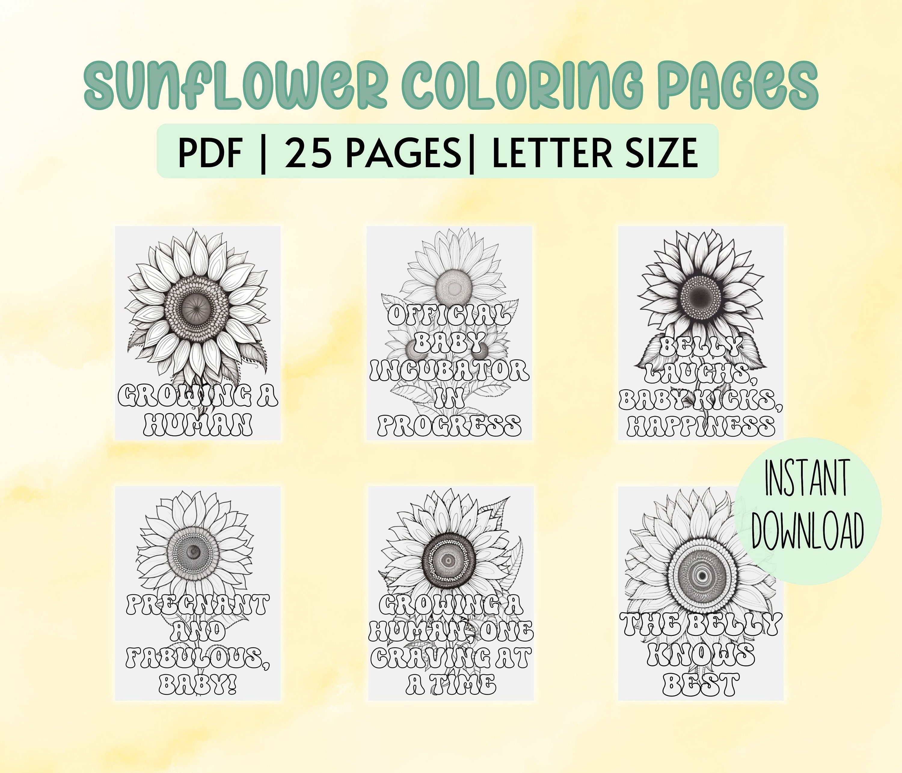 Sunflower Coloring Pages for Pregnant Women, Flower Coloring Pages ...