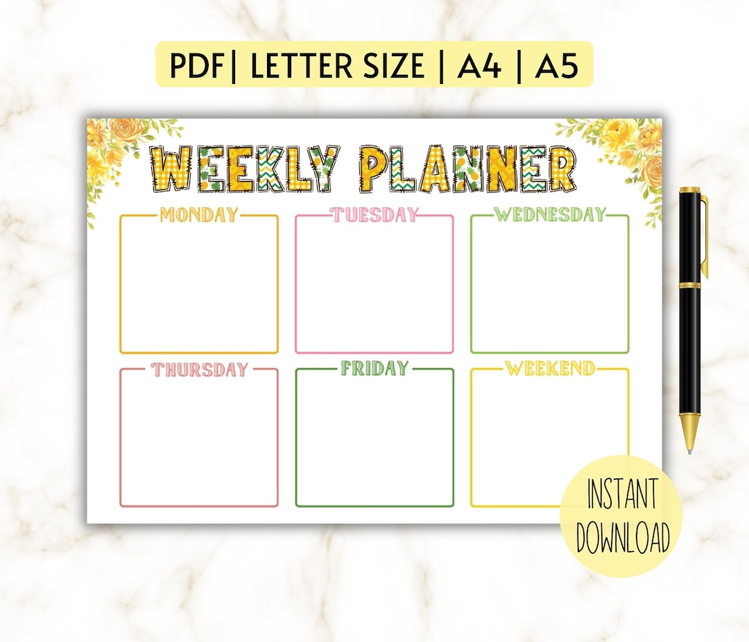 Weekly Planner Printable, Weekly Plan Template, Things Done Planner, to ...