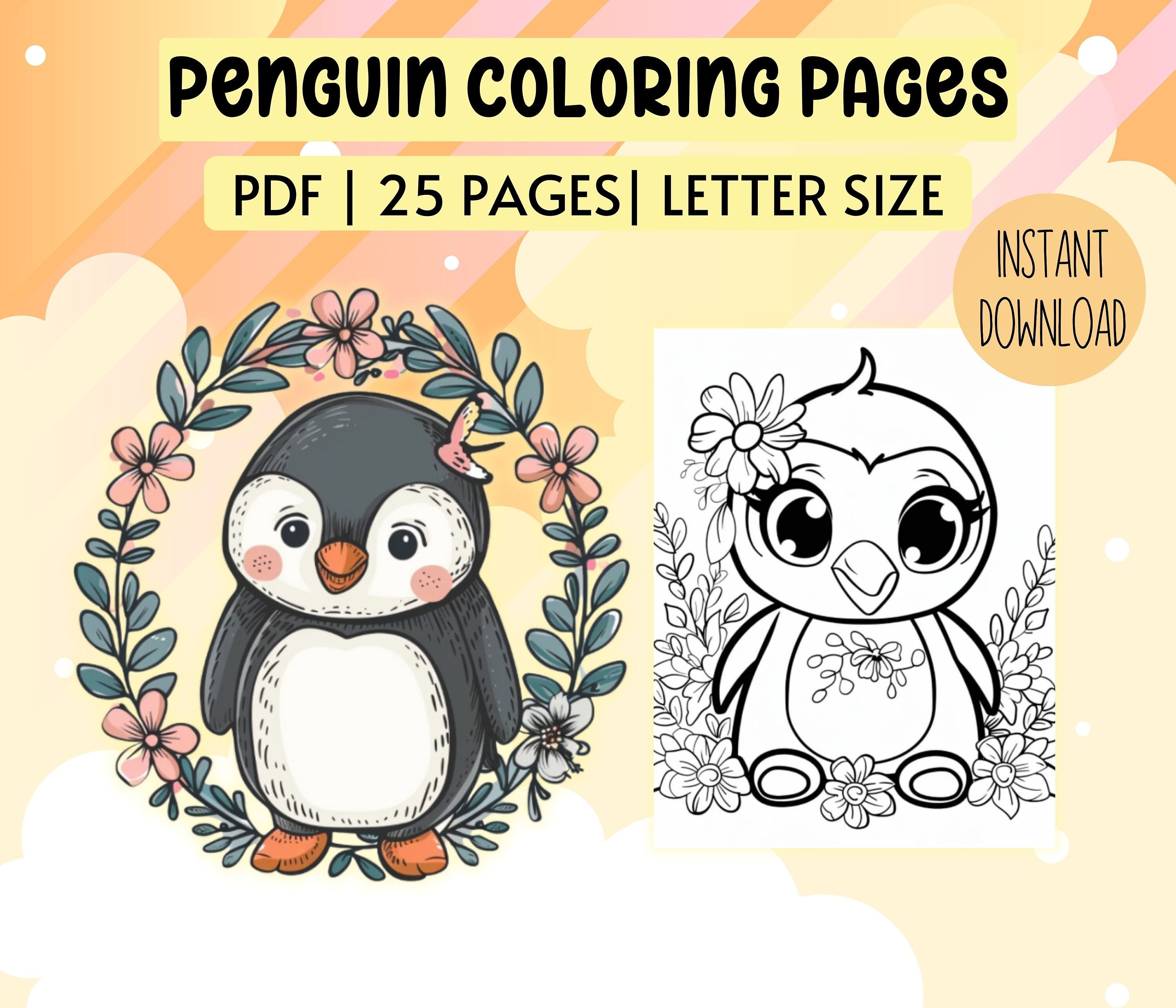 Penguin Coloring Pages, Coloring Sheet, Fun Coloring Print, Exciting ...