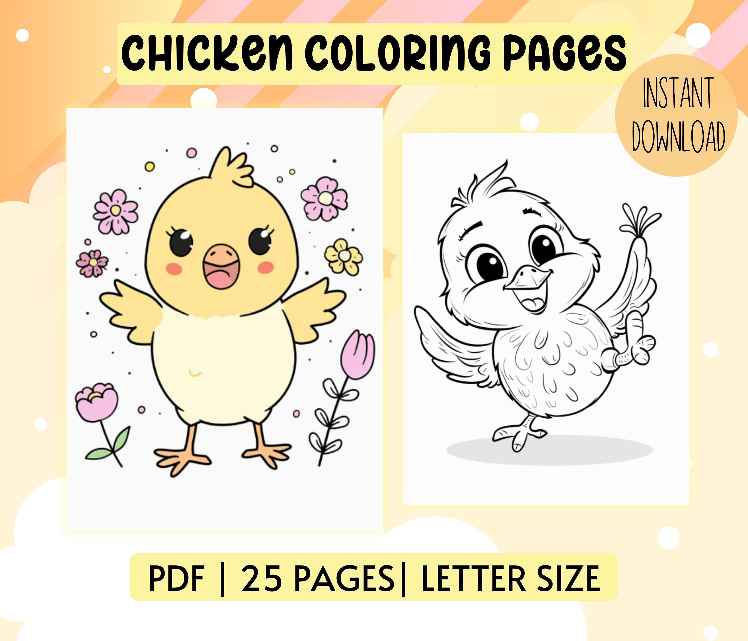 Chicken Coloring Pages, Chicken Coloring Sheet, Fun Coloring Prints ...