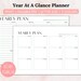 Year at A Glance Planner Printable, Yearly Plan Template, Productivity ...