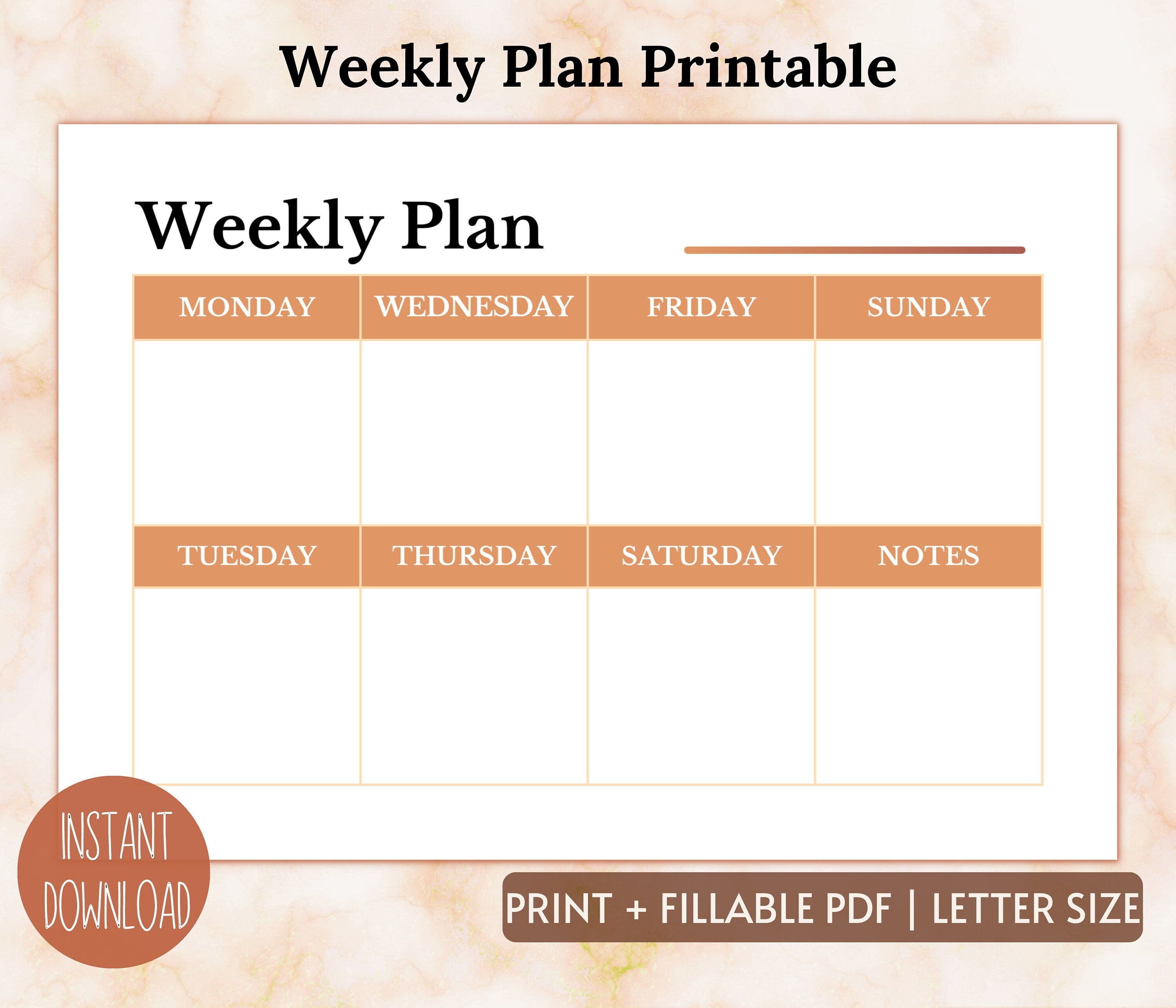 Weekly Planner Printable, Weekly Plan Template, Productivity Planner ...