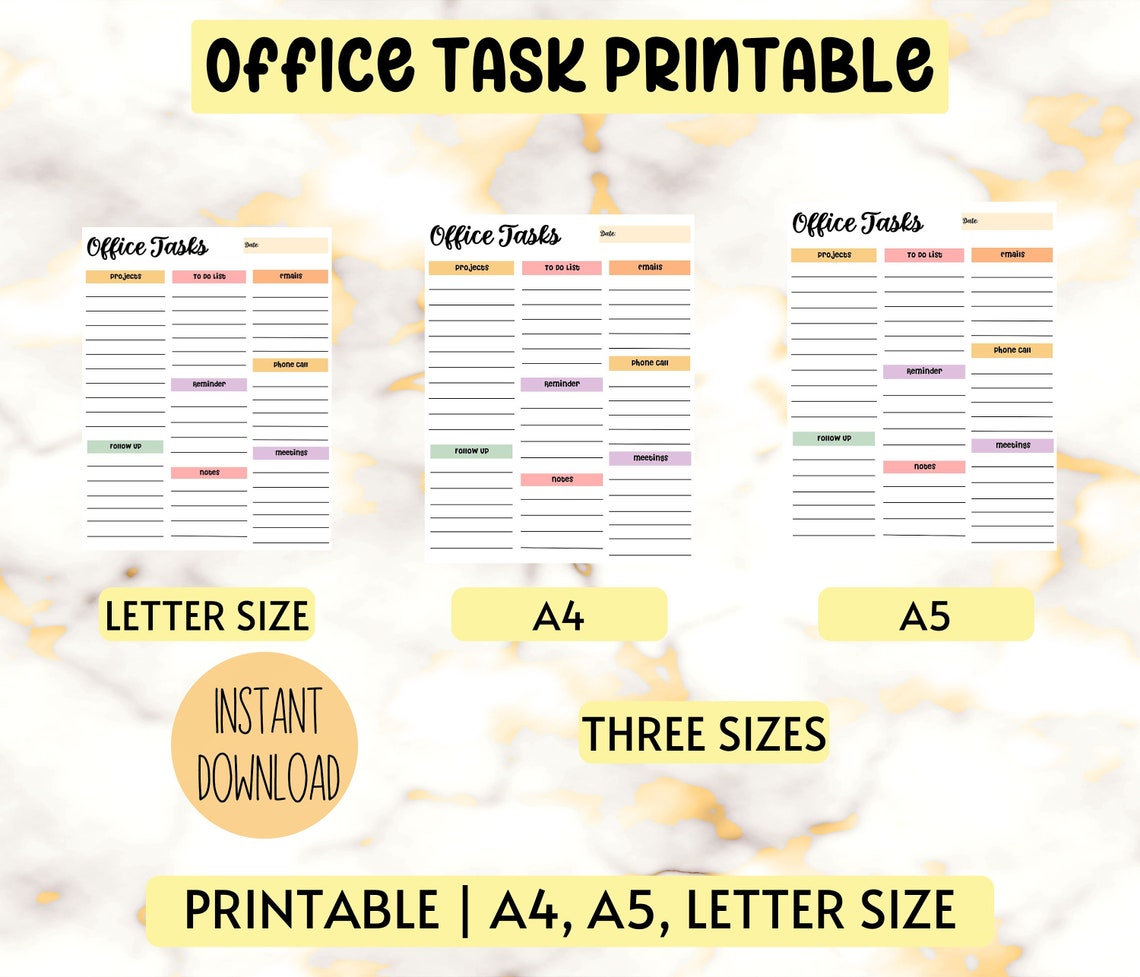 Office Tasks Tracker, Office Tasks Printable, Editable Office Tasks ...
