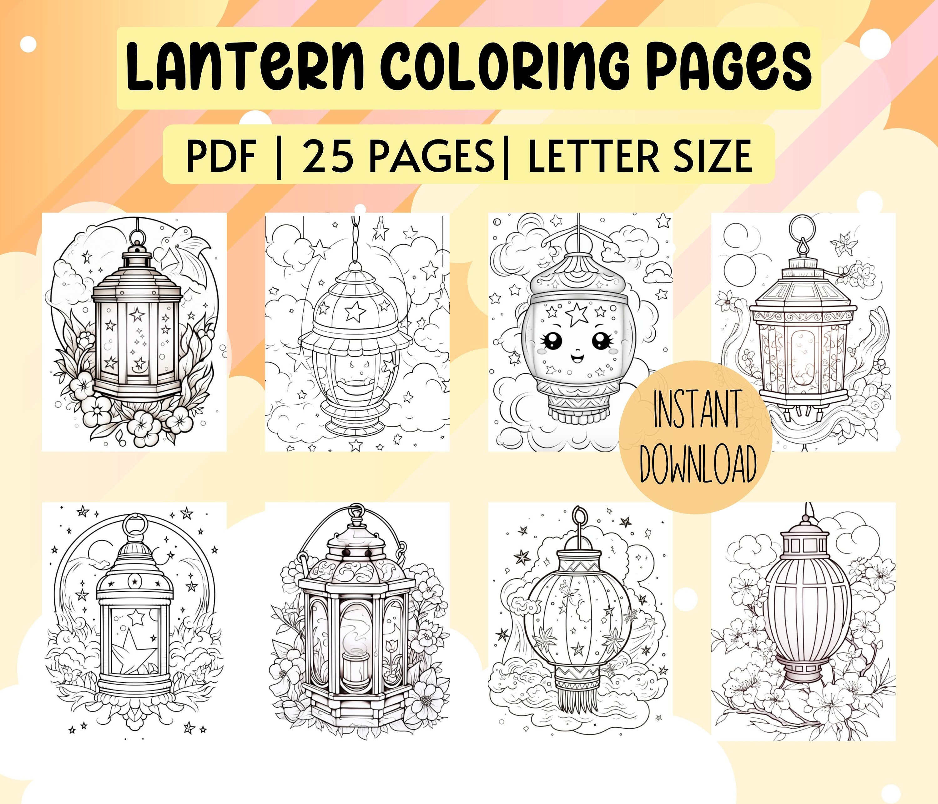 Lantern Coloring Pages, Coloring Sheets, Fun Coloring Prints, Exciting ...