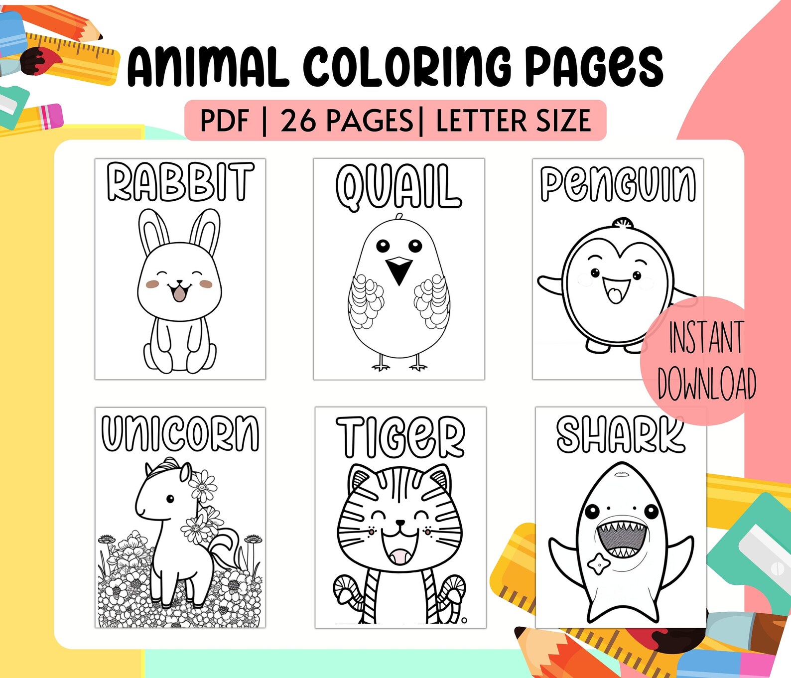 Animal Coloring Pages for Kids, Alphabet Coloring Pages, Coloring ...