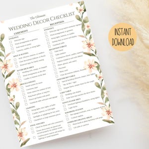 Wedding Decor Checklist Template, Wedding Decor Plan Checklist ...