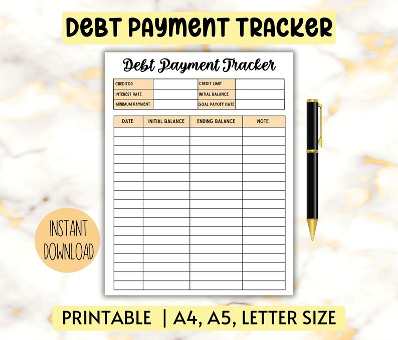 Debt Payment Tracker, Debt Snowball Tracker A4 A5 Letter Size ...