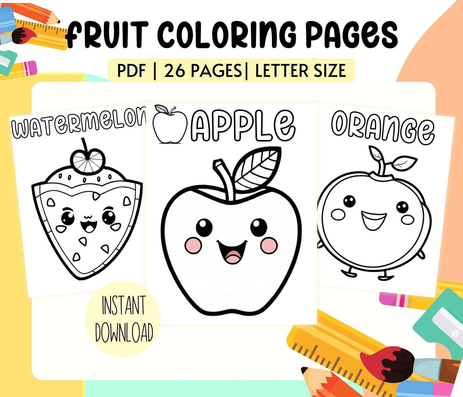 Fruit Coloring Pages for Kids, Alphabet Coloring Pages, Homeschool ...