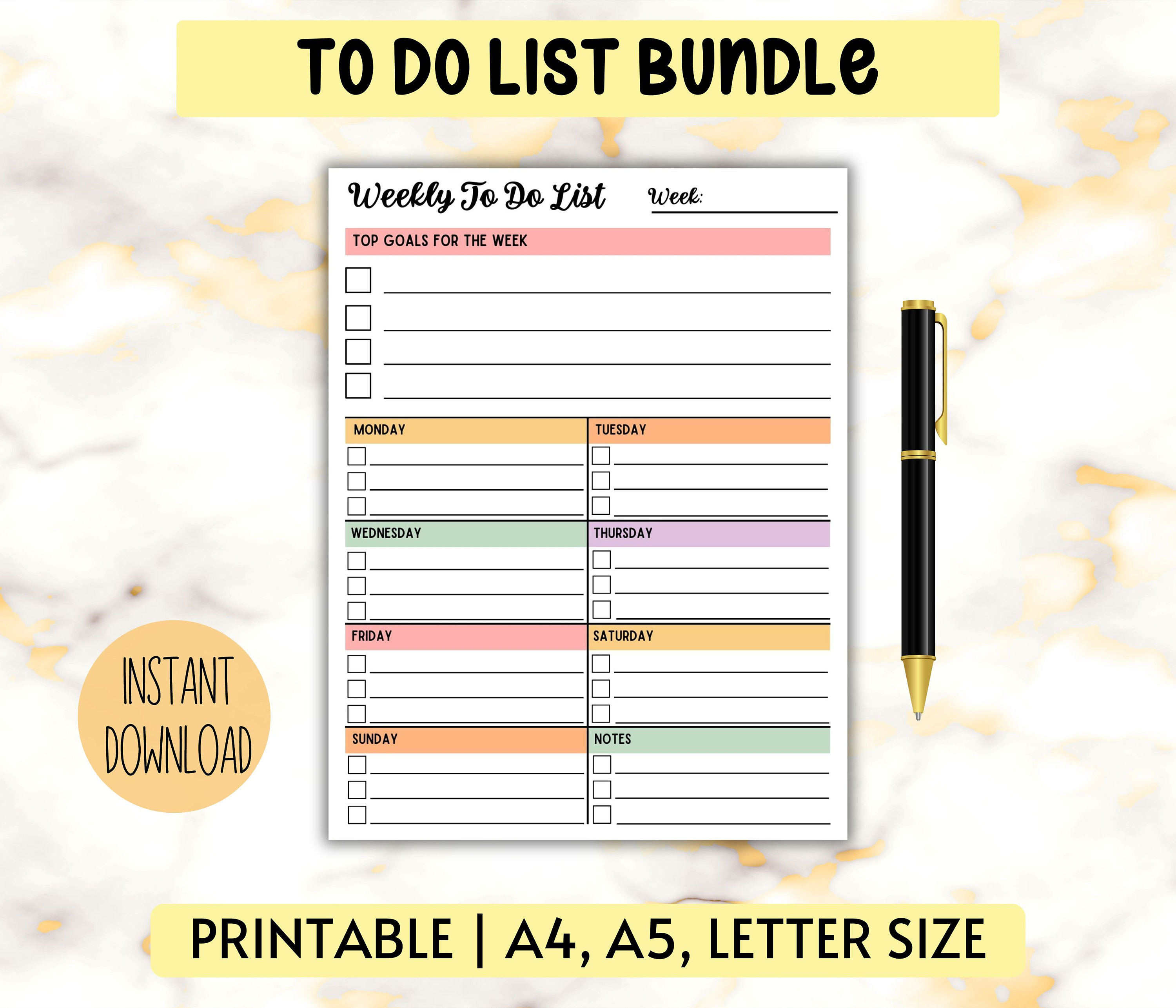 To Do List Bundle Printable, Editable to Do List Bundle, Productivity ...