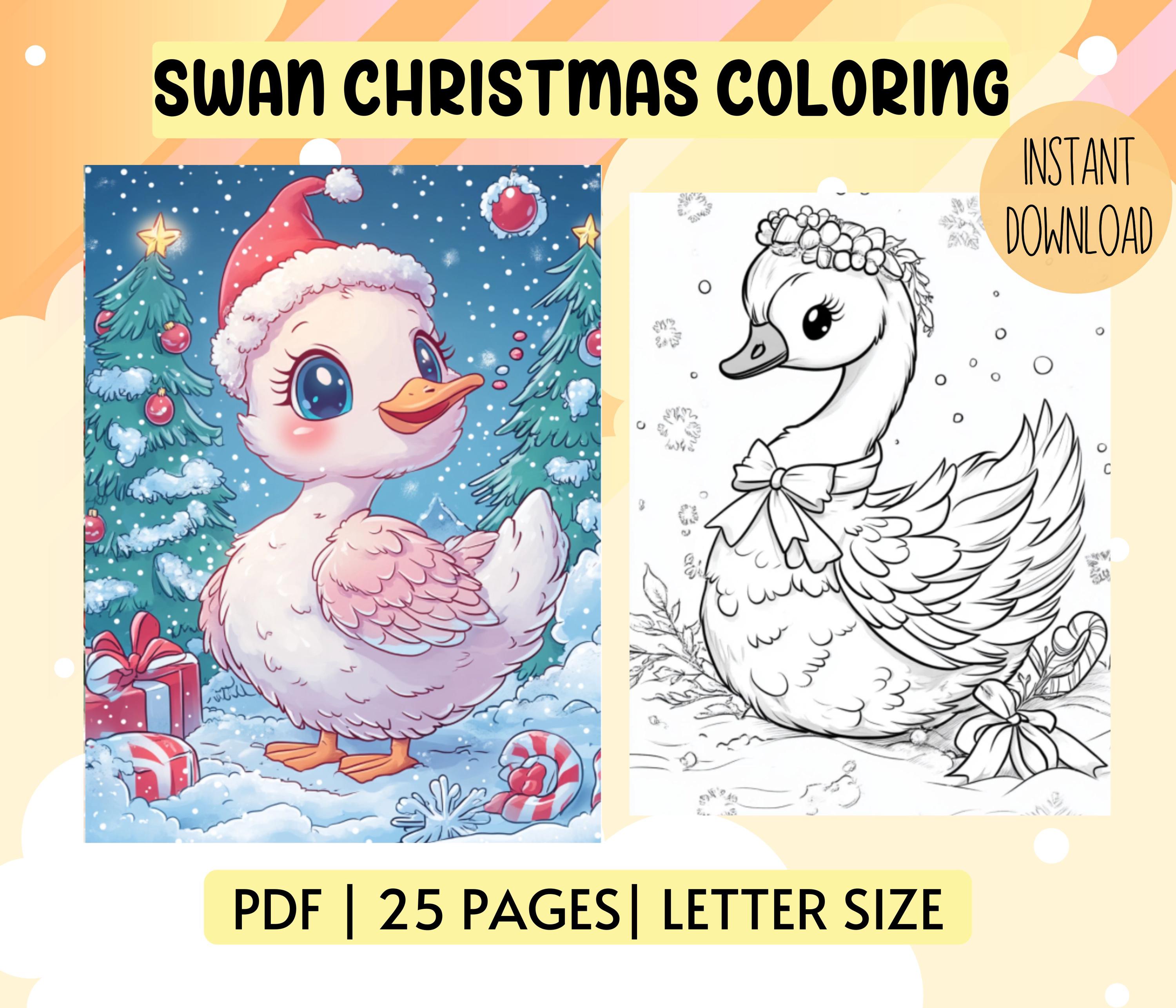 Swan Coloring Pages, Christmas Coloring Pages, Swan Coloring Sheet, Fun ...