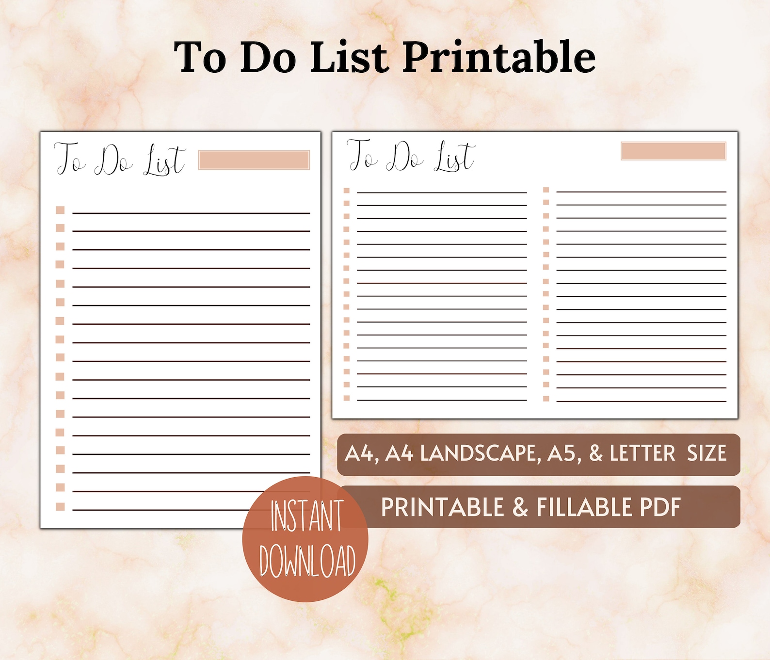 Minimalist to Do List Printable, Simple to Do Template, Daily ...