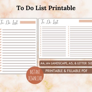 Minimalist to Do List Printable, Simple to Do Template, Daily ...