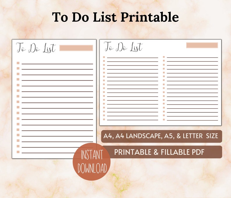 Minimalist to Do List Printable, Simple to Do Template, Daily ...