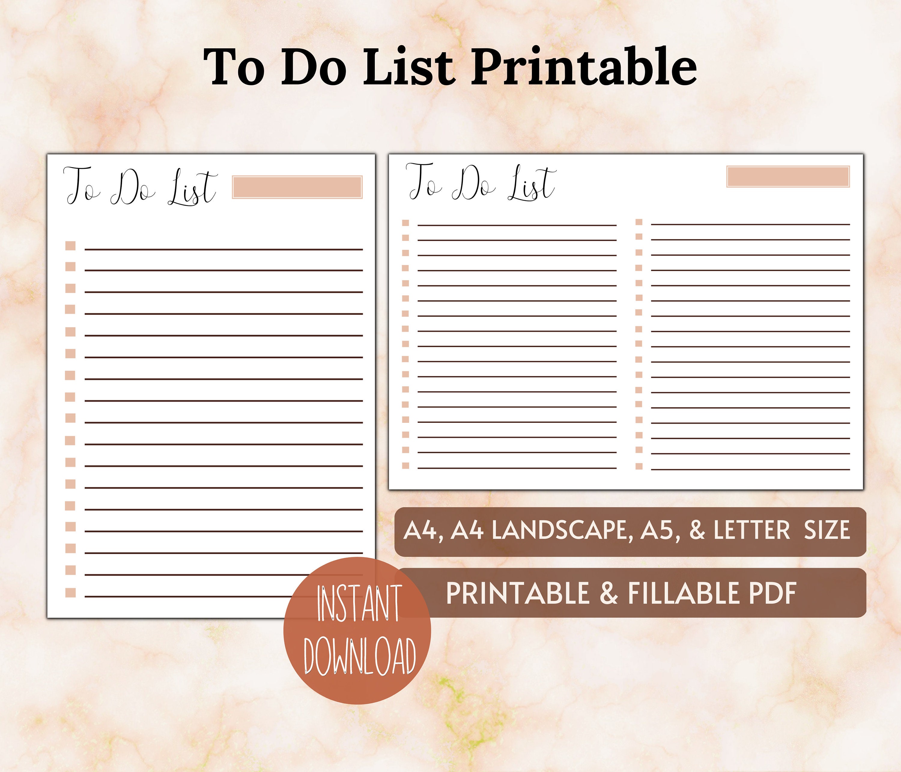 Minimalist to Do List Printable, Simple to Do Template, Daily ...