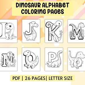 Dinosaur Alphabet Coloring Pages, Coloring Sheet, Fun Coloring Prints ...
