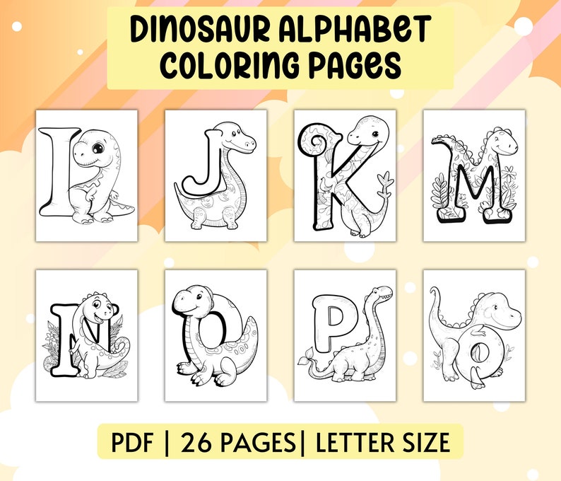 Dinosaur Alphabet Coloring Pages, Coloring Sheet, Fun Coloring Prints ...