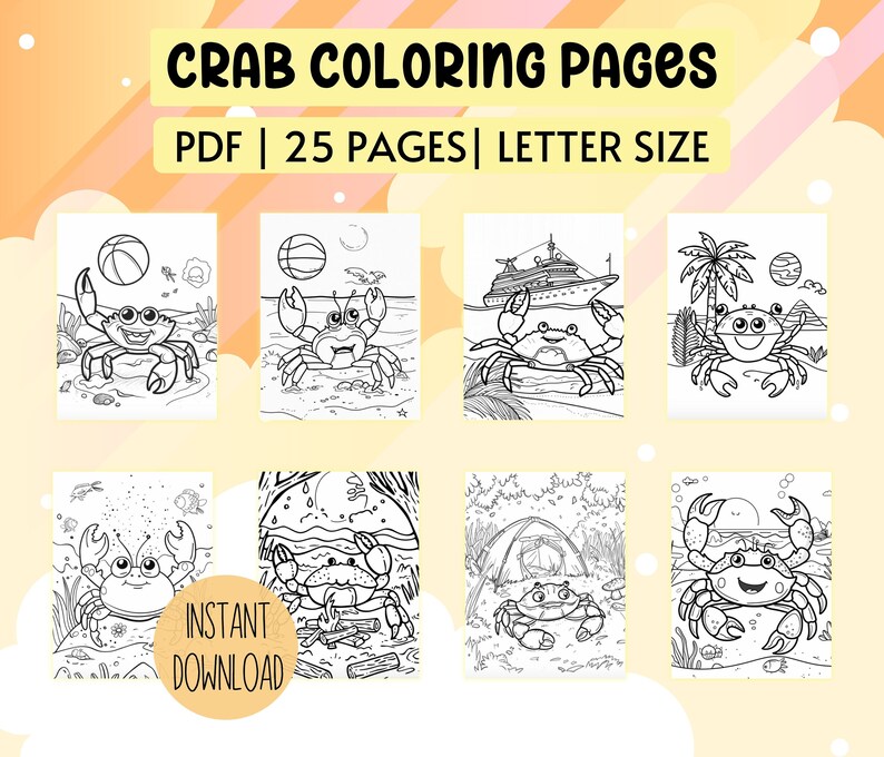Crab Coloring Pages, Coloring Sheet, Fun Coloring Print, Exciting ...