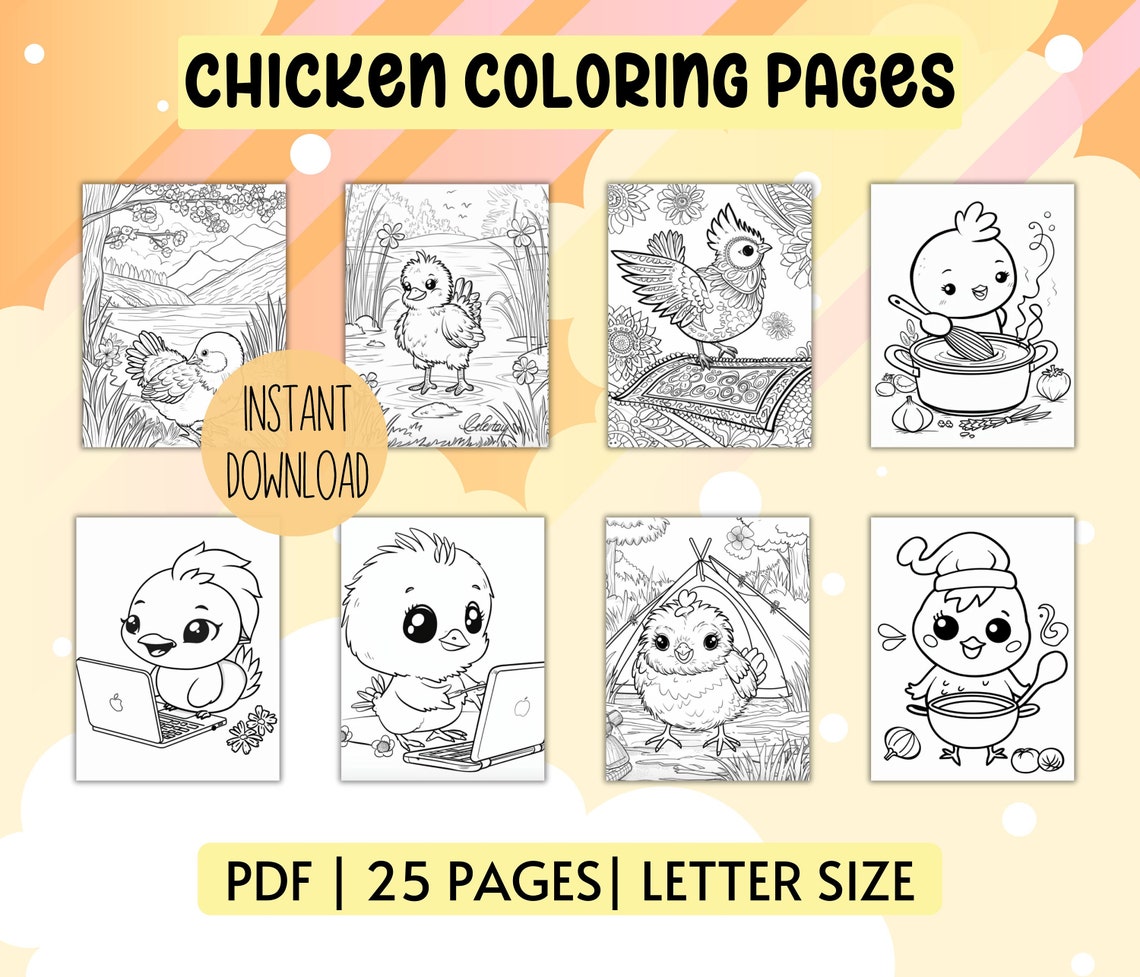 Chicken Coloring Pages, Chicken Coloring Sheet, Fun Coloring Prints ...