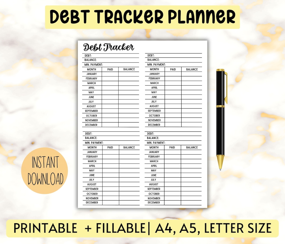 Debt Tracker Printable, Debt Tracker Editable, Debt Tracker Planner ...