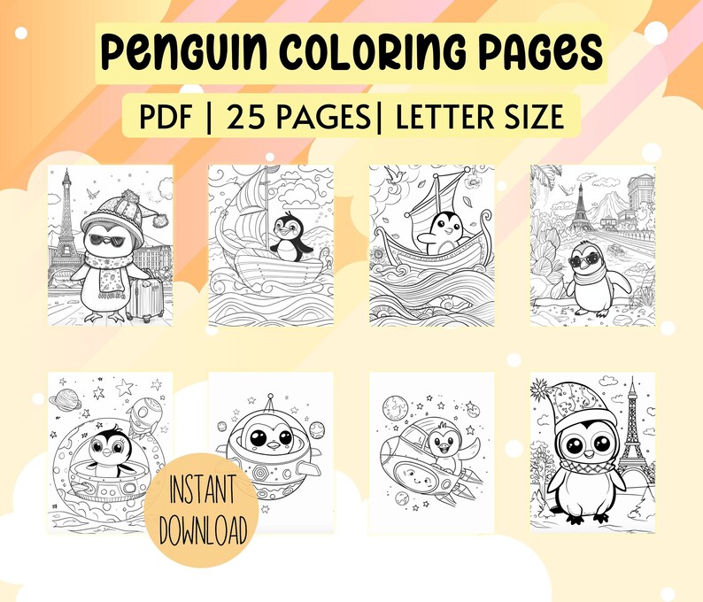 Penguin Coloring Pages, Coloring Sheet, Fun Coloring Print, Exciting ...