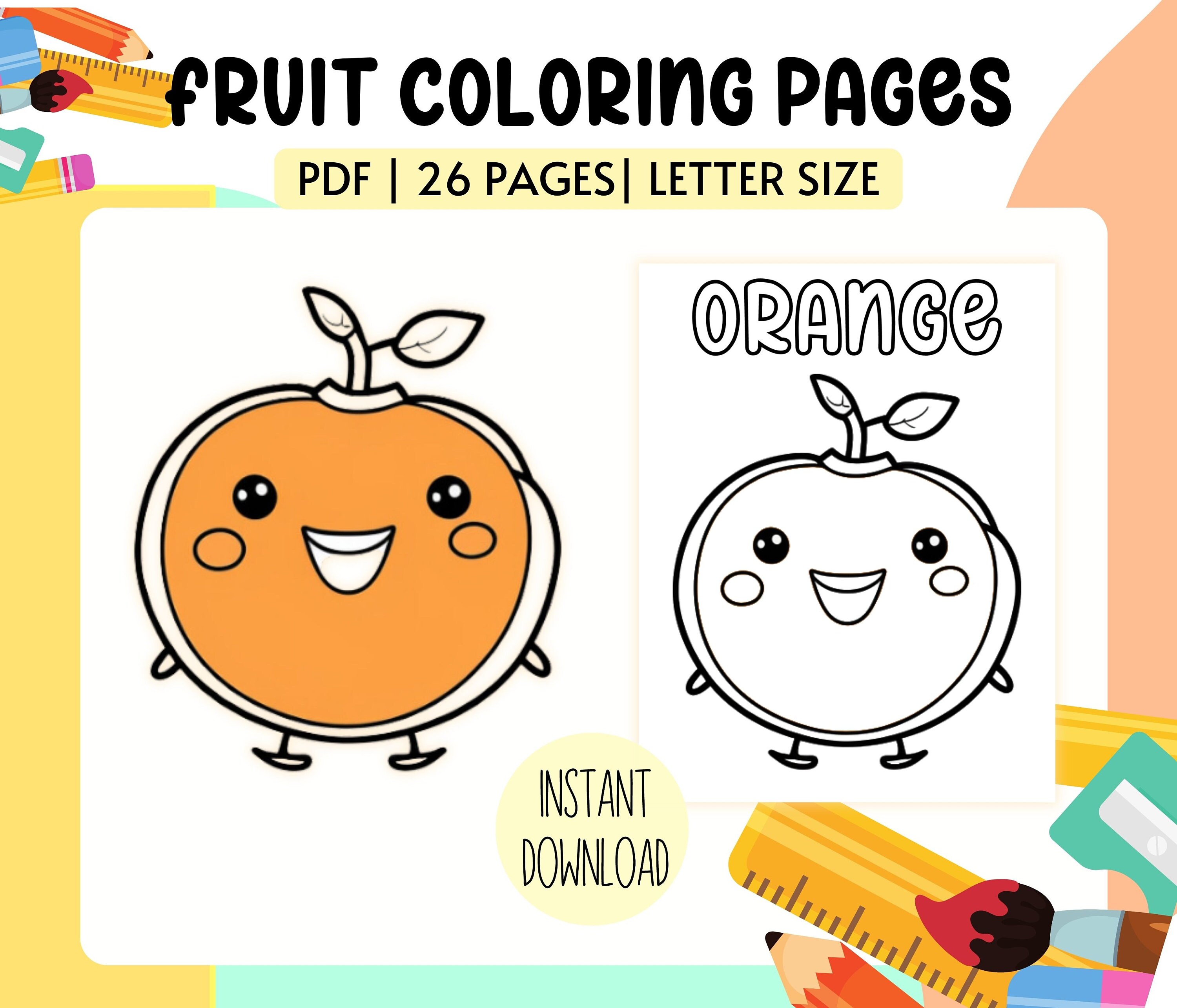 Fruit Coloring Pages for Kids, Alphabet Coloring Pages, Homeschool ...
