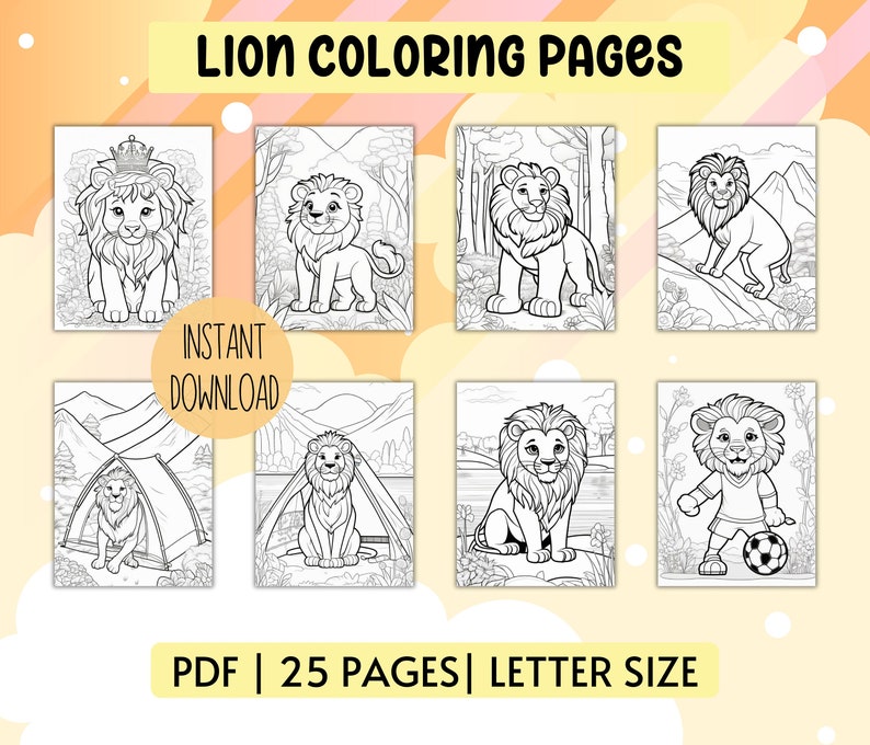 Lion Coloring Pages, Coloring Sheet, Fun Coloring Print, Exciting ...