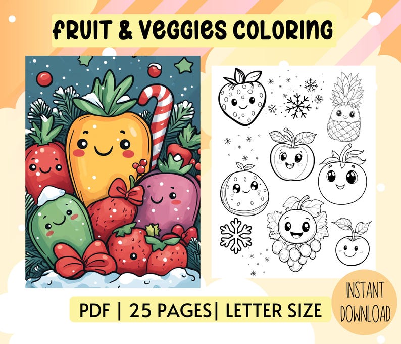 Fruit & Veggies Coloring Pages, Christmas Coloring Pages, Adult ...