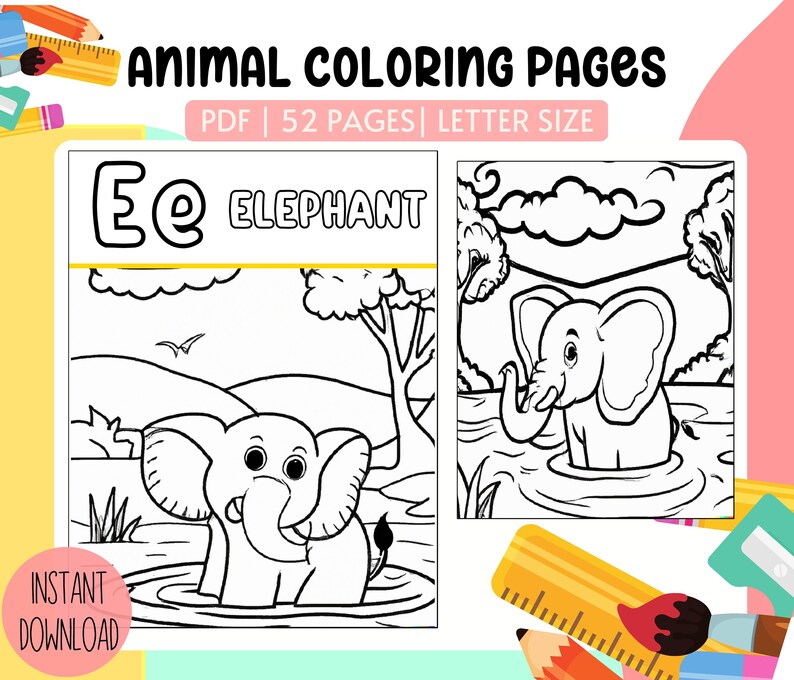 Animal Coloring Pages for Kids, Alphabet Coloring Pages, Coloring ...