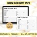 Bank Account Information Tracker, Bank Account Log Printable, Bank ...