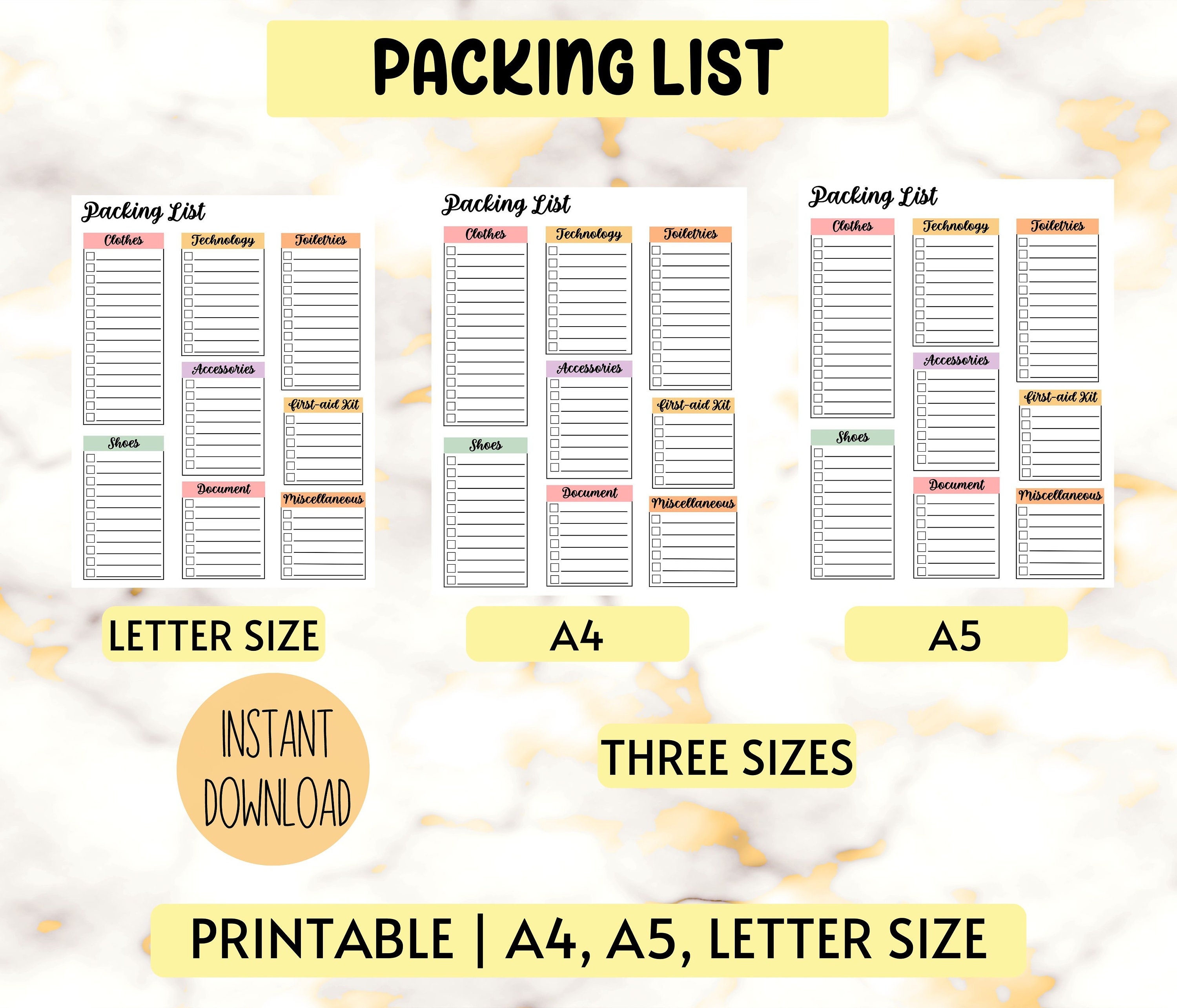 Packing List, Travel Packing List, Packing List Printable, Vacation ...