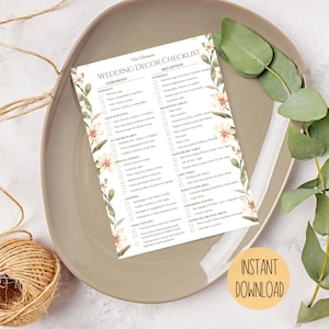 Wedding Decor Checklist Template, Wedding Decor Plan Checklist ...
