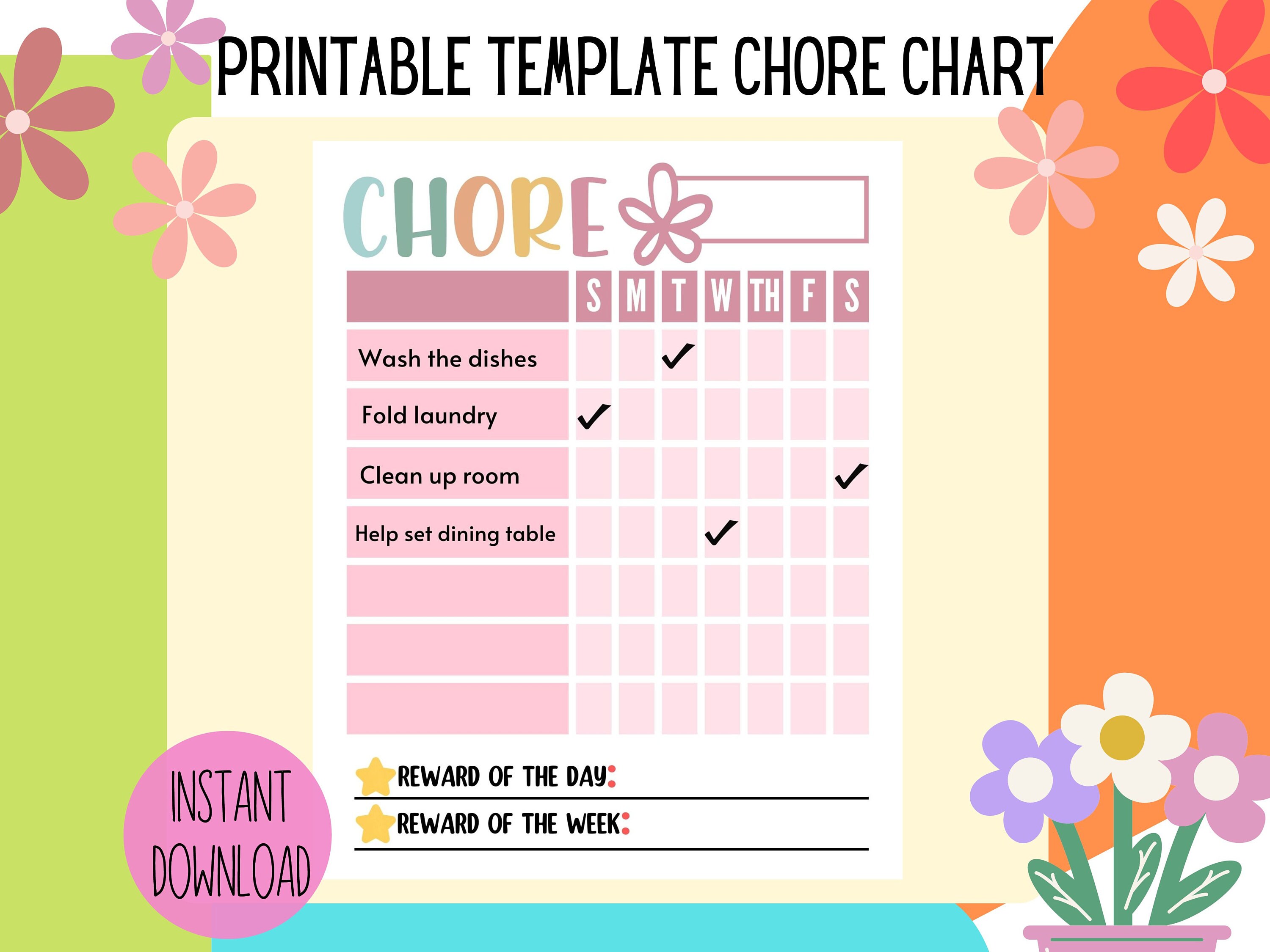 Chore Chart for Kids, Kid Chore Chart, Editable Chore Chart, Toddler ...