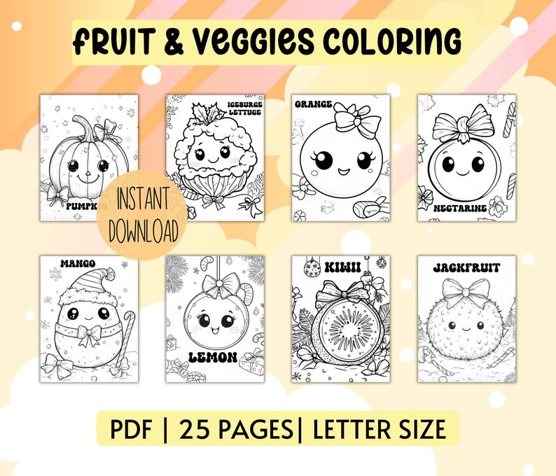 Fruit & Veggies Coloring Pages, Christmas Coloring Pages, Adult ...