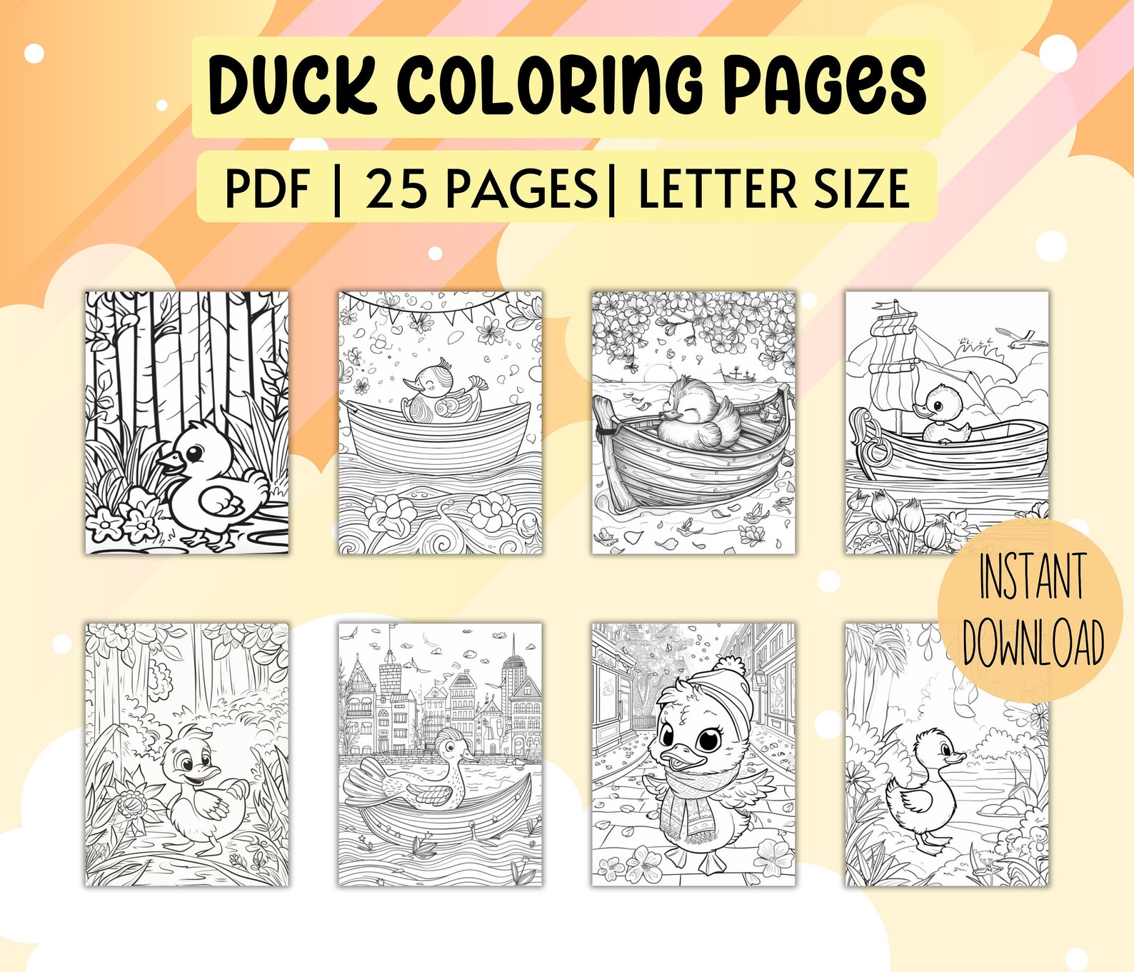 Duck Coloring Pages, Duck Coloring Sheet, Fun Coloring Prints, Exciting ...