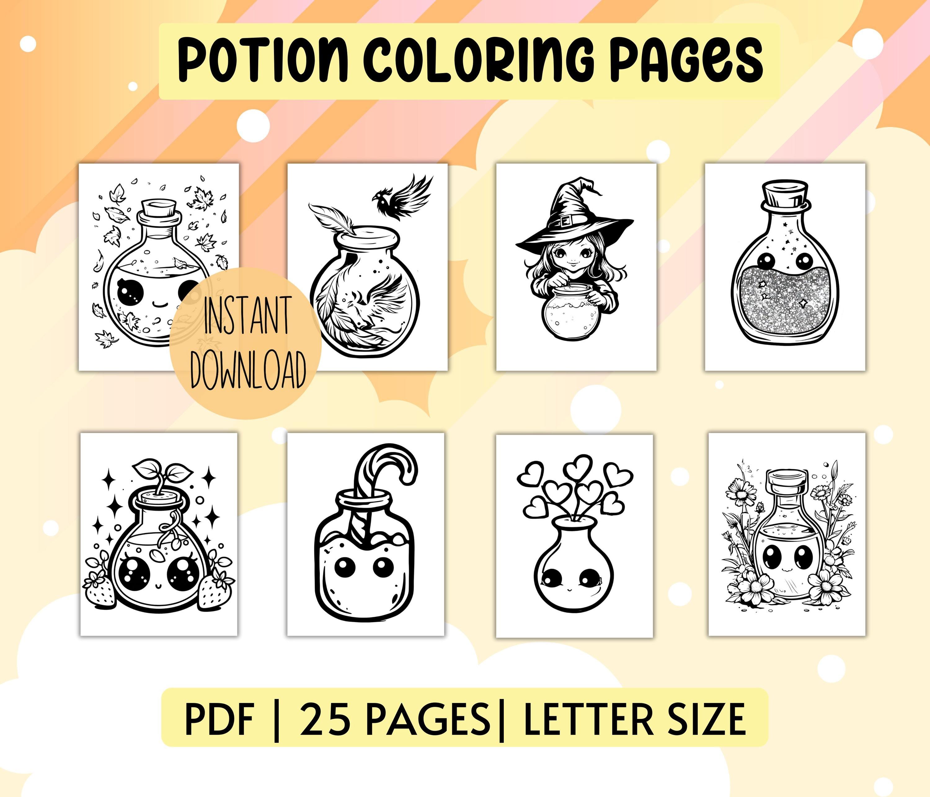 Potion Coloring Pages,elixir Coloring Sheet, Fun Coloring Prints ...