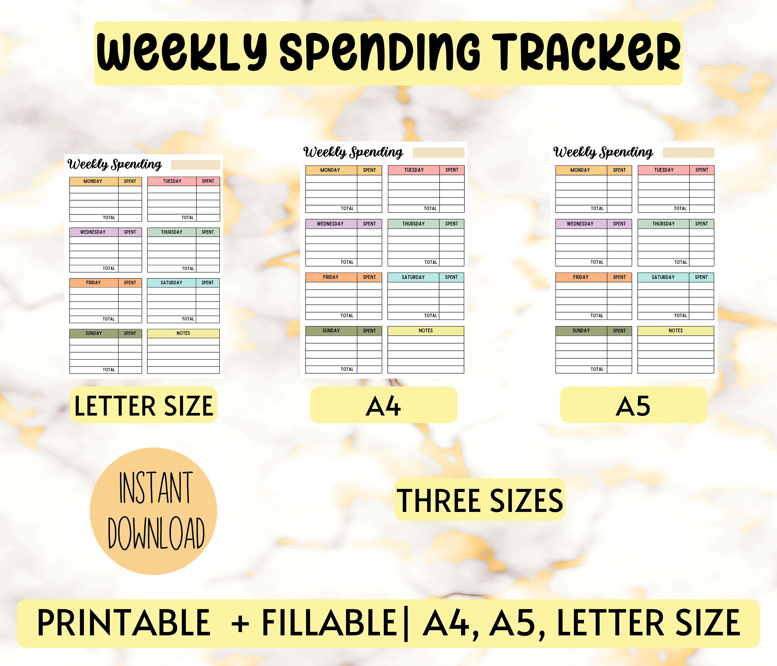 Weekly Spending Tracker, Printable Spending Tracker, Spending Tracker ...