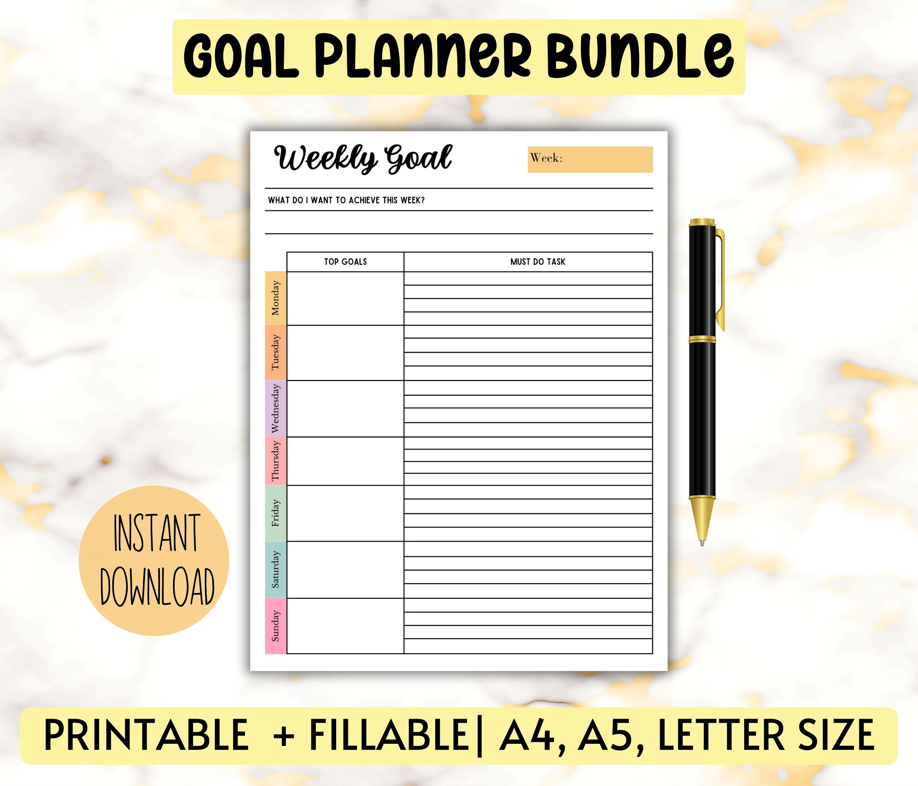 Goal Planner Printable, Goal Productivity Planner, Goal Planner, Goal ...