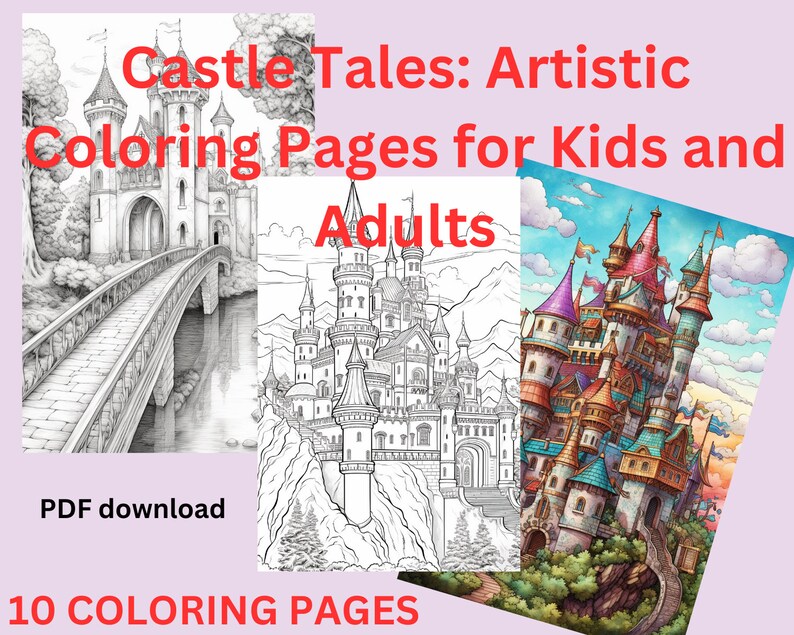 Fantasy Castle Coloring Pages for All Ages | Printable PDF | 20 Unique ...