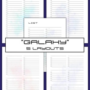 Blank Checklist Sheets -"galaxy" Theme - Printable and Fillable 8.5"x11 ...