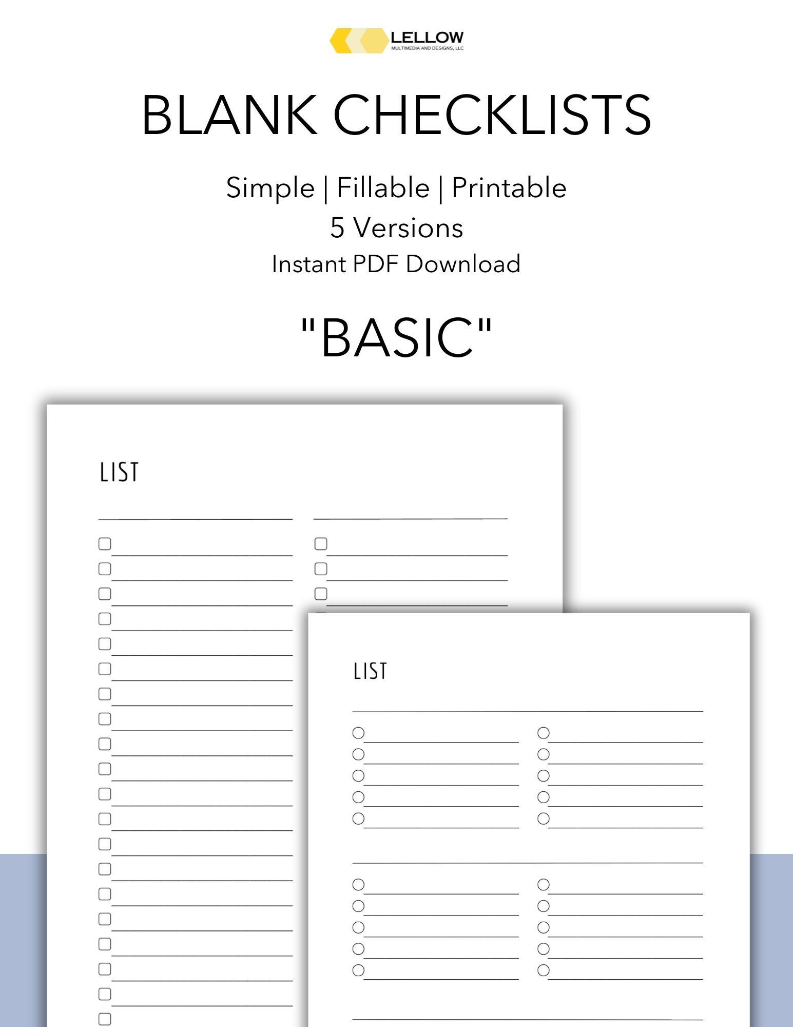 Blank Checklist Sheets - Printable and Fillable 8.5"x11" (letter) PDF ...