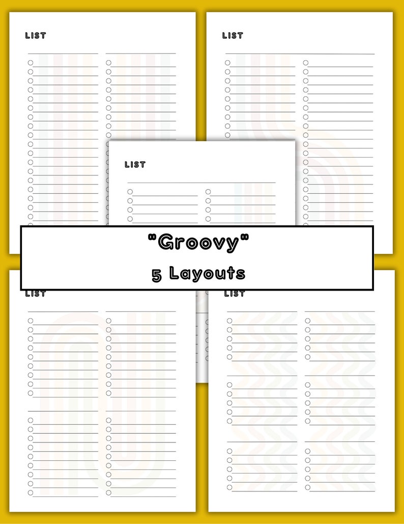 Blank Checklist Sheets -"groovy" Theme - Printable and Fillable 8.5"x11" (letter) PDF - Etsy