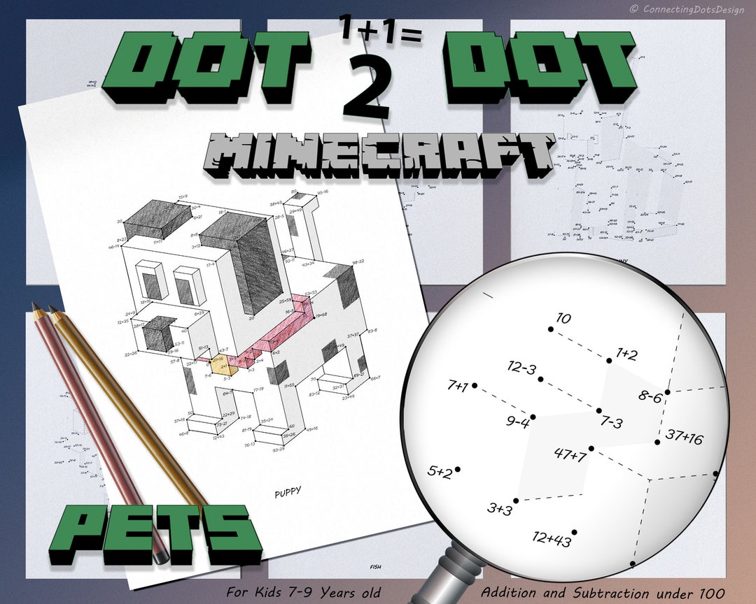 Dot to Dot Minecraft Maths Bundle 1, Pets Educative Connect the Dots ...