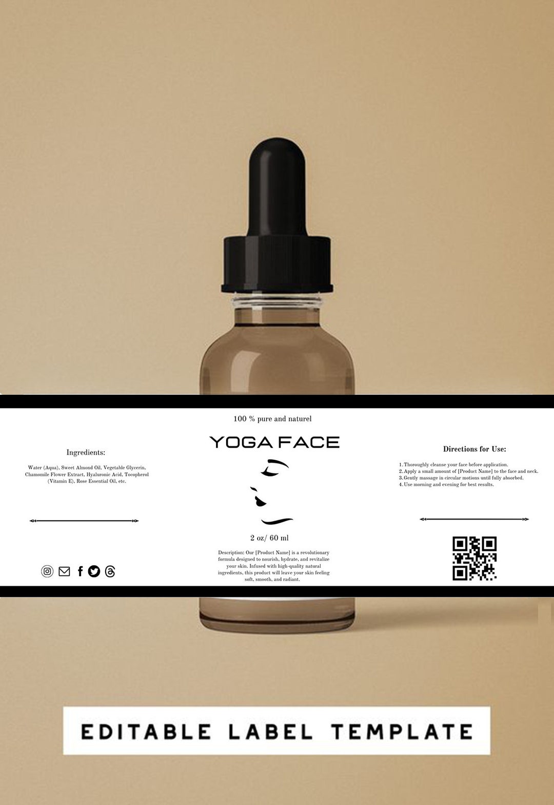 Editable Dropper Bottle Label Template Custom Dropper Bottle - Etsy