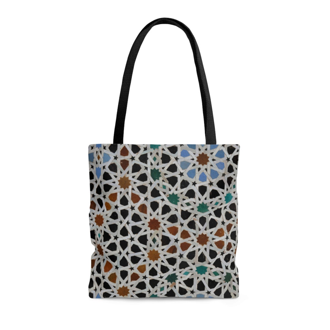 Traditional Moroccan Zellig Inspired Tote Bag With Black - Etsy